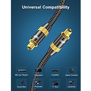 EMK Optical Audio Cable Digital Toslink Cable 24K Gold-Plated Nylon Braided S/PDIF Cable for Home Theater, Sound Bar, TV, PS4, Xbox, PlayStation (3.3Feet/1M)