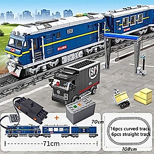 General Jim's City Series Power Blue Diesel Cargo Train Detailed Building Blocks Toy Playset Building Set with All Accessories Shown for Teens and Adults