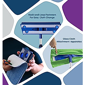 Silva Microfiber Mop Set with Re-usable Microfiber Pads(Wet/Dry/Wall) | 360-Rotating Mop Head | Sturdy, Extra Long, and Adjustable Mop Pole | Ergonomic Soft-Sponge Handle