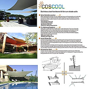 COSCOOL Shade Sail Hardware Kit for Sun Shade Sails Stainless Steel Installation Hardware Kit (6-inch Rectangular)