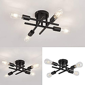 ZGLAOJT Semi Flush Mount 4 Light Ceiling Light Matte Black with E26 Base Modern Chandelier for Farmhouse Kitchen Dining Room Bedroom Study Living Room.