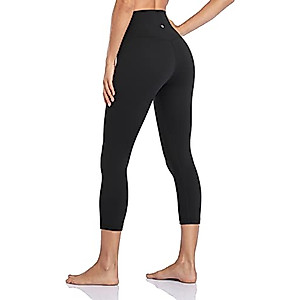 HeyNuts High Waisted Yoga Capris Leggings for Women, Buttery Soft Workout Cropped Pants Compression 3/4 Leggings 21'' Black S(4/6)