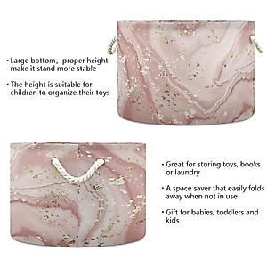 xigua Cotton Rope Basket Rose Gold Abstract Marble Baby Laundry Basket Blanket Kids Toy Storage Basket Glove Box