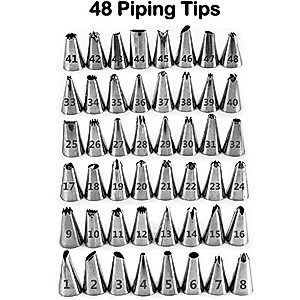 Aleeza Cake Wonders Get FROSTED! Piping Bags and Tips Set – 100 pcs Cake Decorating Kit with 40 Frosting Bags, 48 Icing Tips and Design Chart. Pastry, Cookie, Cupcake and Cake Decorating Supplies