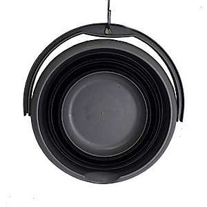 SAMMART 5L (1.32 Gallon) Collapsible Plastic Bucket - Foldable Round Tub - Portable Fishing Water Pail - Space Saving Outdoor Waterpot (5L Round, Grey/Black)