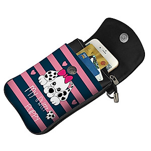 Beabes Dog Crossbody Cell Phone Purse Sweet Dalmatian Puppy Animal Cartoon Love Pet Spotty Heart WildWallet Handbag