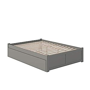 AFI Concord Queen Platform Bed with Footboard and Twin Extra Long Trundle in Grey