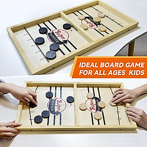 BAKAM Super Fast Sling Puck Game, Portable Table Hockey Game for Kids and Adults, Tabletop Slingshot Games Toys for Boys and Girls, Desktop Sport Board Game for Family Game Night Fun (Large Winner)