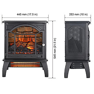 IVYHAVEN Infrared Space Stove Heater Fireplace, Freestanding Electric Fireplaces Safety Protection 64℉ - 82℉ 11 Temperature Modes 1500W Fast Heating, 3D Realistic Flame, for Cold Winter