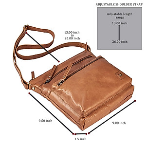 Wise Owl Accessories Leather Crossbody Bags and Purses for Women Bundled with RFID Blocking Long Bifold Credit Card Case Wallet (Set of 2 Cognac)