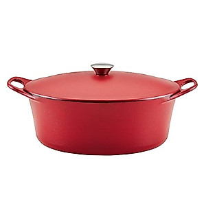 Rachael Ray NITRO Cast Iron Dutch Oven, 6.5 Quart, Red