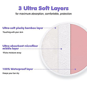 Organic Bamboo Nursing Breast Pads - 14 Pack Reusable and Washable Postpartum Pads for Breastfeeding and Maternity, with Laundry Bag - Soft, Natural and Large Nipple Pads for New Moms