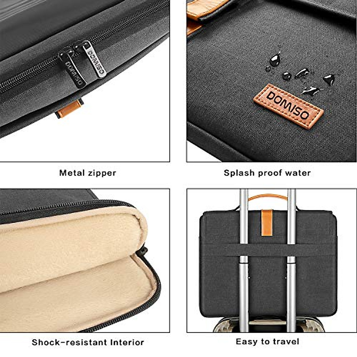 DOMISO 12.5-13 Inch Laptop Sleeve Case Handbag with Velcro Compatible with MacBook Pro 14 inch 2021 2022 M1 Pro / 13.5" Surface Book/Lenovo/HP,Dark Grey