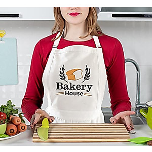 TEEAMORE Custom Embroidered Ruffle Apron Add Your Logo Kitchen Cooking Baking Grilling Maid Costume Women's Apron White