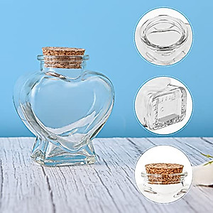 Wondeken Empty Mini Glass Heart-Shaped Bottles with Cork Stoppers, Decorative Glass Bottles with Cork Lid,Small Glass Bottles Jars for DIY Art Crafts Projects Decoration Party Supplies Wedding