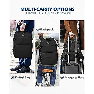 Hynes Eagle 2 in 1 Rolling Backpack 42L Backpack with Wheels Airline Approved Carry on Luggage Laptop Travel Backpack for Women Men Black with 20L Personal Item Underseat Bag Black