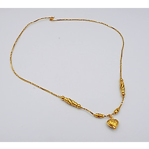 Beaded Thai Baht Yellow Gold Plated Filled Necklace Jewelry for women 18 inch