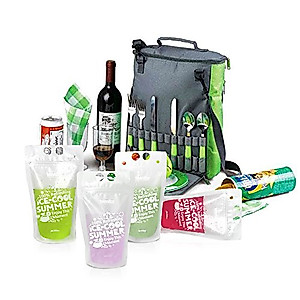 Teenitor 100 Drink Pouches Bags with 100 Disposable Plastic Straws, Smoothies Protein Shakes Juices Drink Bags Bags, Stand up Drink Container Non-Toxic16oz