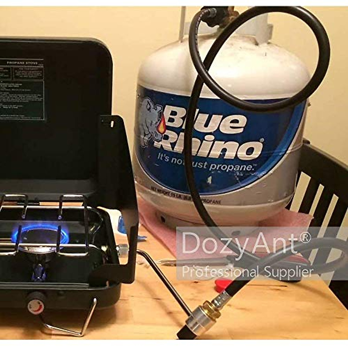 DOZYANT 12FT Propane Hose Extension, Propane Hose Adapter 1lb to 20lb, Propane Converter Hose for Propane Heater, Tabletop Grill and More 1LB Portable Appliance