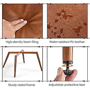 Yaheetech Faux Leather Chair Upholstered Living Room Chairs Accent Armchair with Tapered Legs Tufted Sofa Chairs for Home Office/Dining Room/Bedroom Brown, Set of 2