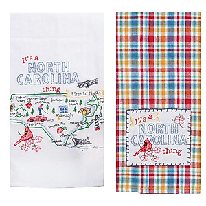 KayDeeDesigns 2 Piece Kay Dee Home State of North Carolina Embroidered Kitchen Towel Bundle, Multicolored