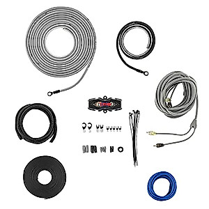 DS18 AMPKIT0 – 8GA CCA Installation Kit for Car Audio Amplifiers - True Gauge Wire - Complete Amplifier Installation Wiring Kit with Fuse Holder 60A