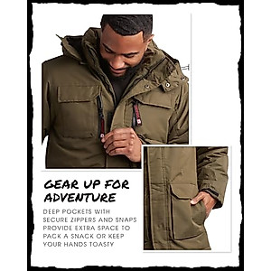 CANADA WEATHER GEAR Men's Winter Coat - Heavyweight Teflon Canvas Cargo Parka Jacket (M-XXL), Size X-Large, Olive Green