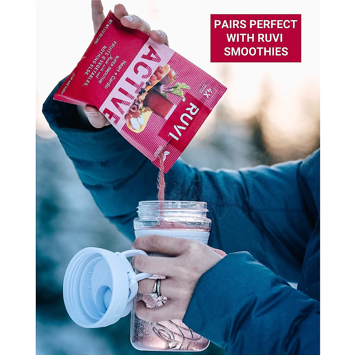 RUVI Shaker Bottle Sport Mixer | Perfect for Blended Smoothies, Protein Powder Shakes & Mixes | Workout Container with Athletic SportGrip™ | No-Spill, Twistable Cap | 20 oz, Clear