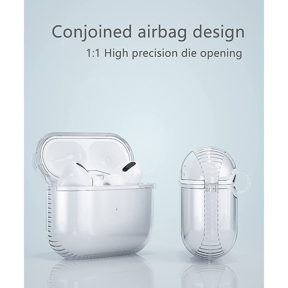 Clear Case for AirPods 3, 2021 Transparent TPU Non-Yellowing Cover with Keychain Conjoined Design Shockproof Rugged Skin Accessories for Airpod 3 Charging Case (Crystal Clear-1)