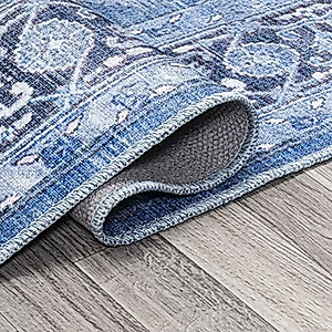 JONATHAN Y WSH109B-3 Maris Ornate Medallion Machine Washable Indoor Bohemian Transitional Area Rug,High Traffic,Kitchen,Living Room,Backyard,Non Shedding,3 X 5,Blue/Navy