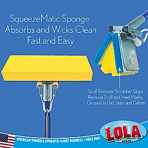 Lola Products Squeeze Matic Easy Clean Butterfly Sponge Mop Head Refill, 9" Wide Replacement Mop Head, Pack 1