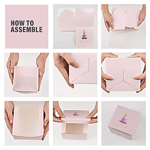 easykart labels 10 Christmas Gift Box 8x8x4 Inch, Holiday Gift Boxes with Lid, Pink & Blue Pastel Colour with Foiling Effect, Boxes for wrapping gift