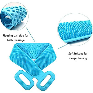 Silicone Back Scrubber for Shower 35.5 inches/90 cm Silicone Body Scrubber with Handle Bath Body Brush Back Washer Extra Long Back Scrubber for Shower for Men and Women Deep Clean, Massage Skin