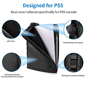 Cybcamo Dust Cover for PS5 Console, Waterproof Nylon Protector Cover with Anti Scratch Soft Velvet Lining for Playstation 5 Console Digital Edition & Regular Edition