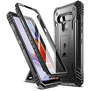 Poetic Revolution Series for LG Stylo 6 Case, Full-Body Rugged Dual-Layer Shockproof Protective Cover with Kickstand and Built-in-Screen Protector, Black