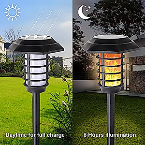 Kitmose Landscape Solar Torch Lights,Waterproof Flickering Flames Outdoor Garden Lights,Fire Effect Patio Deck Yard Driveway Security Decoration Lighting,2 Modes Dusk to Dawn Auto On/Off 2 Pack
