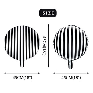 24 Pieces Black and White Striped Balloons 18 Inch Striped Foil Balloons Black Striped Checkered Balloons for Halloween Birthday Baby Shower Addams Family Party Decoration