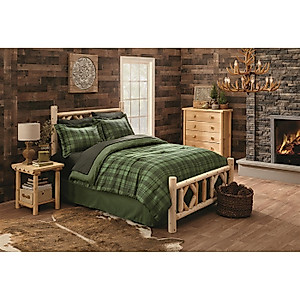 CASTLECREEK Diamond Cedar Log Bed Frame Twin, Rustic Natural Wood Bed Frames with Headboard