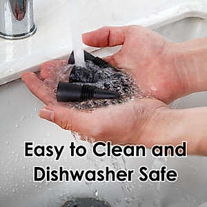 BULUMIOO 6 PCS Black Silicone Wine Stoppers with Threaded Seal Ring and Stainless Top - Suitable for Wine and Beverage Bottles - Keeping Wine or Beverage Fresh…