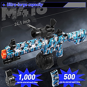 Large Electric Splatter Blaster with Drum, Automatic and Semi-Automatic Dual Mode Gel Ball Blaster, for Outdoor Activities -Team Game, Blue