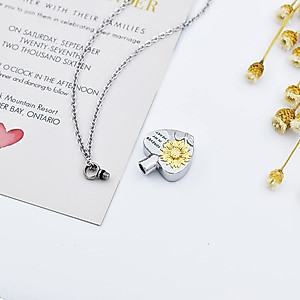 Romc Locu Sunflower Heart Ashes Urn Locket Necklace 316L Stainless Steel Daisy Flower Urn Necklace for Ashes Memorial Keepsake Jewelry for Women Friends (Silver)