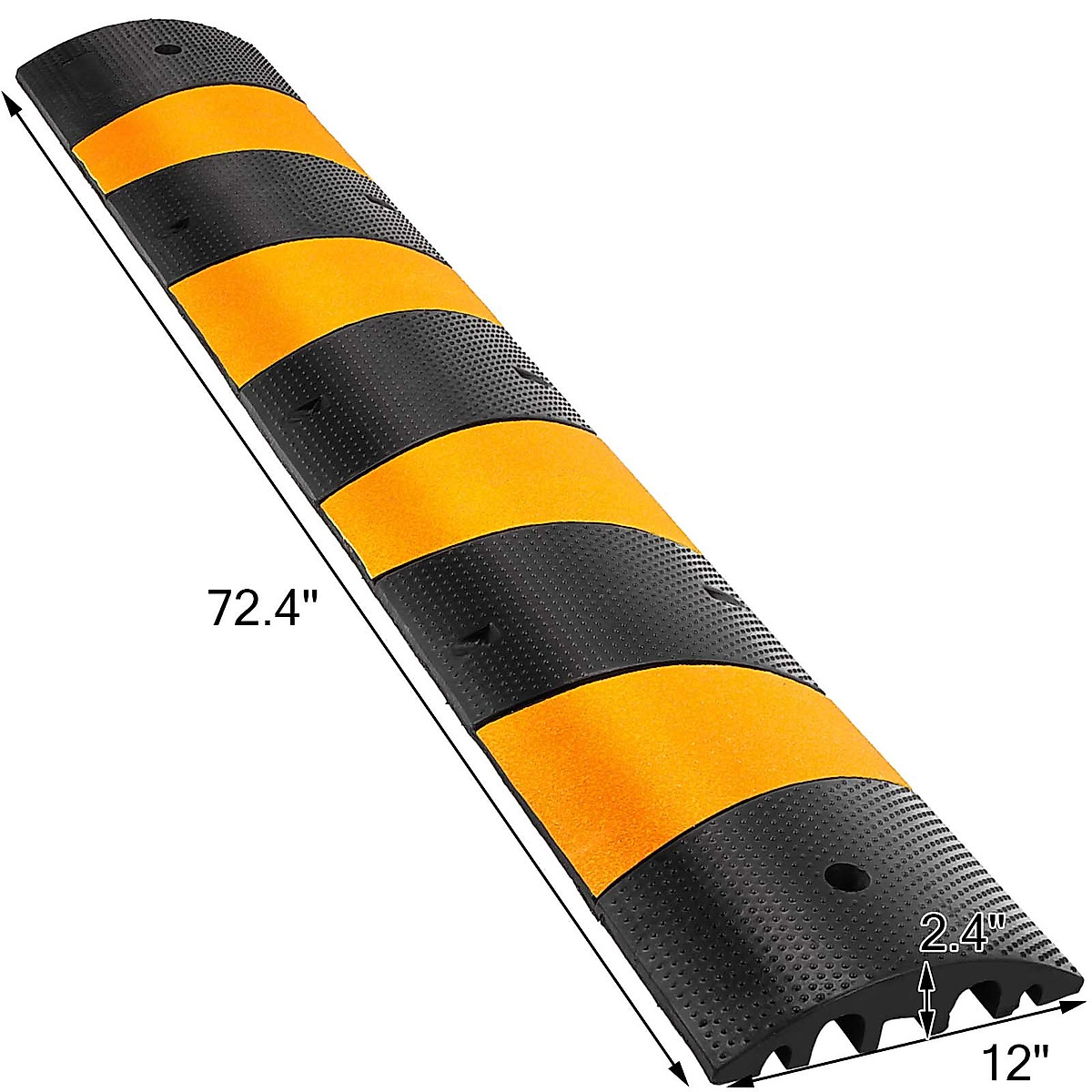 Happybuy 2pcs 6 Feet Rubber Driveway Modular Heavy Duty Speed 72.4 x 12 x 2.4 Inch Cable Protector Ramp for Garage Gravel Roads Asphalt Concrete, 2Pack-6Ft-Speed Bump