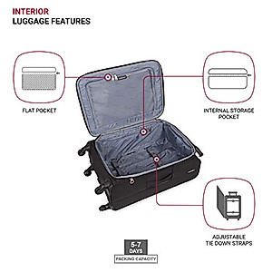 SwissGear 4010 Softside Luggage with Spinner Wheels, Black, Checked-Medium 23-Inch