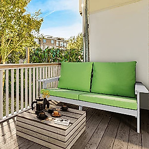 DWVO Patio Loveseat with Cushion, Hips All-Weather Resistant Outdoor Garden Sofa Wood Grain Outdoor Couch with Polyester Pillow, Green