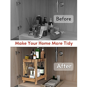 Under Sink Organizers Storage 2 Tier Multi-Purpose Kitchen/Bathroom Sink organizer Wood Under the Sink Organizer for Bathroom Kitchen