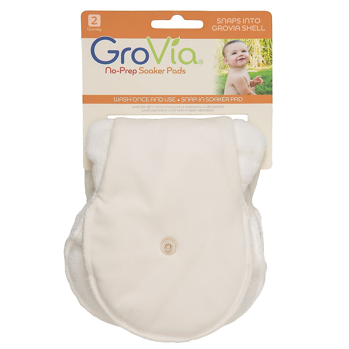 GroVia No-Prep Reusable Soaker Pad for Baby Cloth Diapering Hybrid Diaper Shell (2 Count)