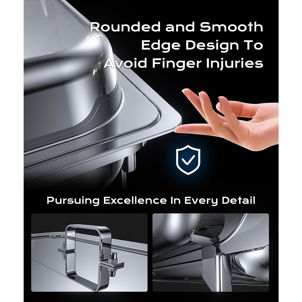 Chafing Dishes for Buffet 4 Pack, [Ultrasonic Mirror Polishing] Chafing Dish Buffet Set 9QT, [Rolled Edge Finger Protection] Buffet Servers and Warmers for Any Party, Wedding, Birthday and Hotel