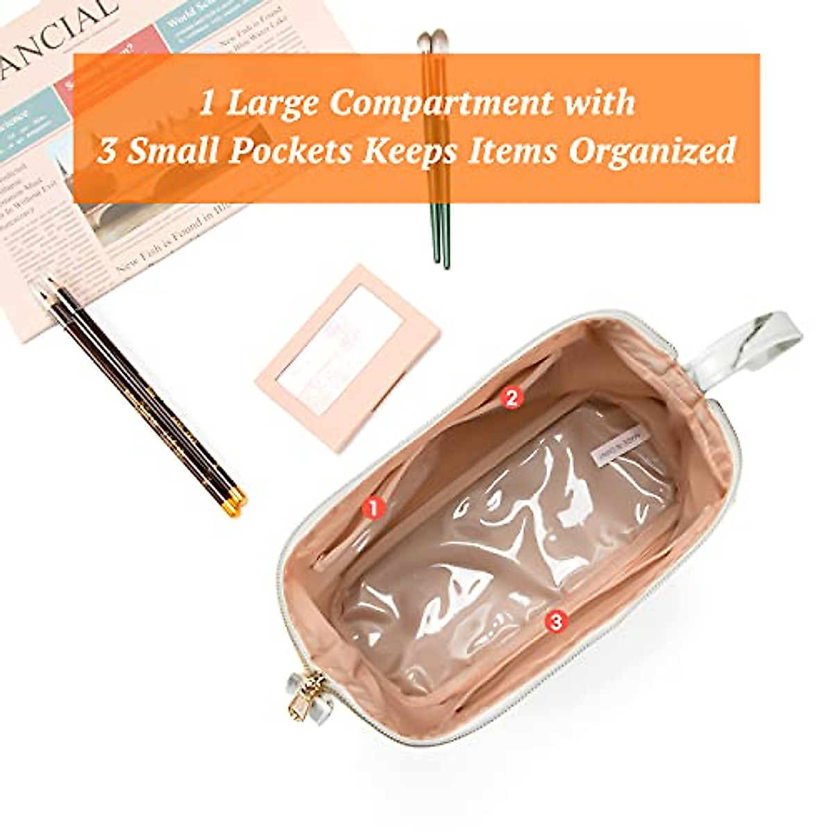 OCHEAL Small Marble Makeup Bag, Small Cosmetic Bags for Women,Large Capacity Portable Cosmetic bag Storage Organizer for Purse Everyday Use (Small, Marble)