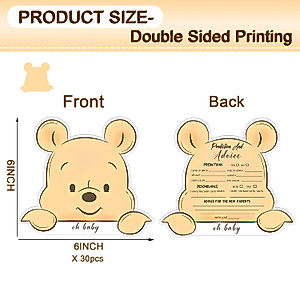 30PCS Winnie Baby Shower Prediction Cards, Baby Shower Advice Cards, Advice Games Card for New Parents, Baby Shower Cards for Baby Shower Decorations, Baby Shower Party Activity Supplies 6 * 6IN