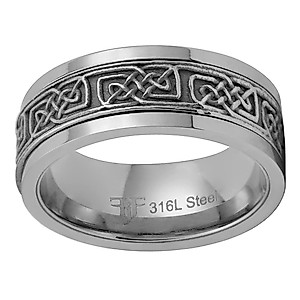 Fantasy Forge Jewelry Norse Knot Viking Spinner Ring Mens Womens Silver Stainless Steel Celtic Anti Anxiety Band Sizes 3-16 (3)